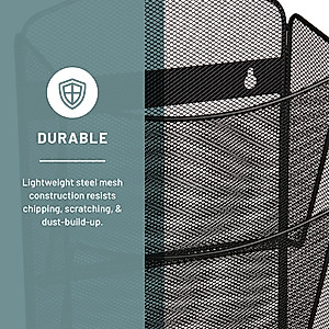 Safco Onyx Mesh Magazine Holder, Display Rack with 10 Pockets, Brochure Organizer, Commercial-Grade Steel Construction, Black