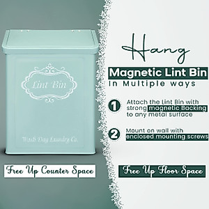 Lint Bin | Magnetic Lint Bin For Laundry Room With Lint Brush For Dryer Lint Trap | Lint Holder Bin For Laundry Room | Lint Bin For Laundry Room Magnetic | Laundry room Trash Can | Dryer Sheet Holder