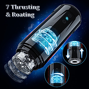 Automatic Male Masturbator Sex Toys for Men with 7 Thrusting & Roating Modes Male Sex Toys 3D Realistic Textured Sleeve Male Masterburbater Men's Vibrating Sex Machine Adult Sex Toys & Games Black