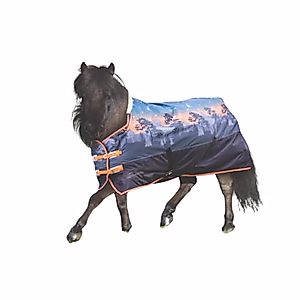 Tack Shack of Ocala- Shires Mini/Foal Highlander Turnout Blanket, Waterproof Turnout Blanket, 600 Denier, 200g Polly Fill Turnout Blanket, Mini Waterproof Blanket (45, Winter Sunset)