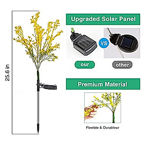 Neporal Solar-Garden-Lights-Outdoor-Decorative, Solar Flowers Lights Garden Lights Solar Powered IP65 Waterproof Fiber Optic Solar Garden Stake Lights for Yard Patio Garden Pathway 2 Pack