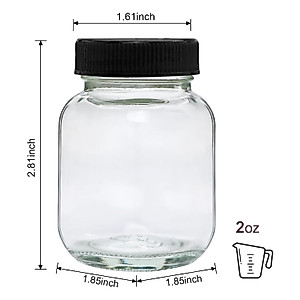 QAPPDA 2oz Mason Jars Set of 48,Glass Spice Jars with Black Lids,Small Mason Juice Bottles for Ginger Shots,Honey,Jam,Party Favor