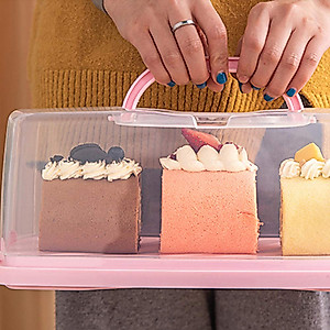 Portable Plastic Rectangular Loaf Bread Box with Clear Lid 13inch Translucent Cake Container Keeper for Storing and Transporting Loaf Cakes,Banana Bread,Pumpkin Bread (White, 1 Pack)