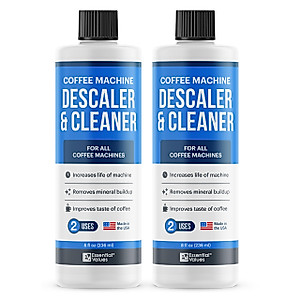 Universal Descaling Solution 2 Pack, (2 x 236ml / 4 Uses Total), Compatible with Breville, L'OR, Sage, Nespresso, Delonghi Single Use Coffee & Espresso Machines, Coffee Machine Descaler