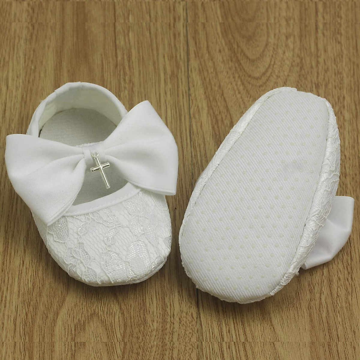 Nihao Baby Girl Baptism Shoes for Baby Girl Newborn A-2-white Shoes Lace Mary-Jane-Flats 0-3 Months