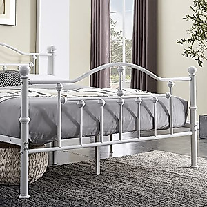 VECELO Full Size Metal Platform Bed Frame with Headboard and Footboard, Heavy Duty Steel Slat Support/No Box Spring Needed Mattress Foundation/Underbed Storage Space/Easy Assembly, Victorian Style