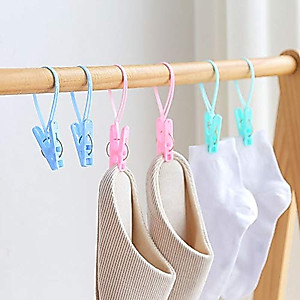 24pcs Colorful Plastic Clothes Peg Clip Pins Rope Hanging Clothesline Windproof Hanger