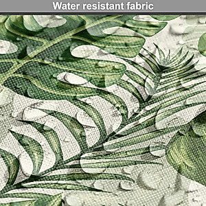 Lunarable Tropical Fabric by The Yard, Rainforest Island Jungle Foliage Pattern Green Leaves Retro Nature, Decorative Fabric for Upholstery and Home Accents, 1 Yard, Olive Green