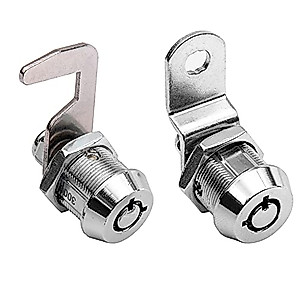 WOOCH Toolbox Lock Tubular Cam Replacement Lock Hook Cam Keyed Alike (5/8 Inch, Chrome Finish, 2 Pack)
