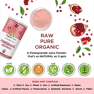 Organic Veda Pomegranate Juice Powder - Powdered Pomegranate Extract Rich in Vitamin C, Folate & Potassium - Pomegranate Concentrate For Salad, Yogurt, Ice Cream - Vegan, Non-GMO, Zero Gluten- 8oz