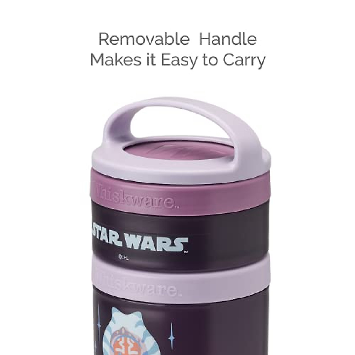 Whiskware Star Wars Stackable Snack Containers for Kids and Toddlers, 3 Stackable Snack Cups for School or Travel, Ashoka and R2D2