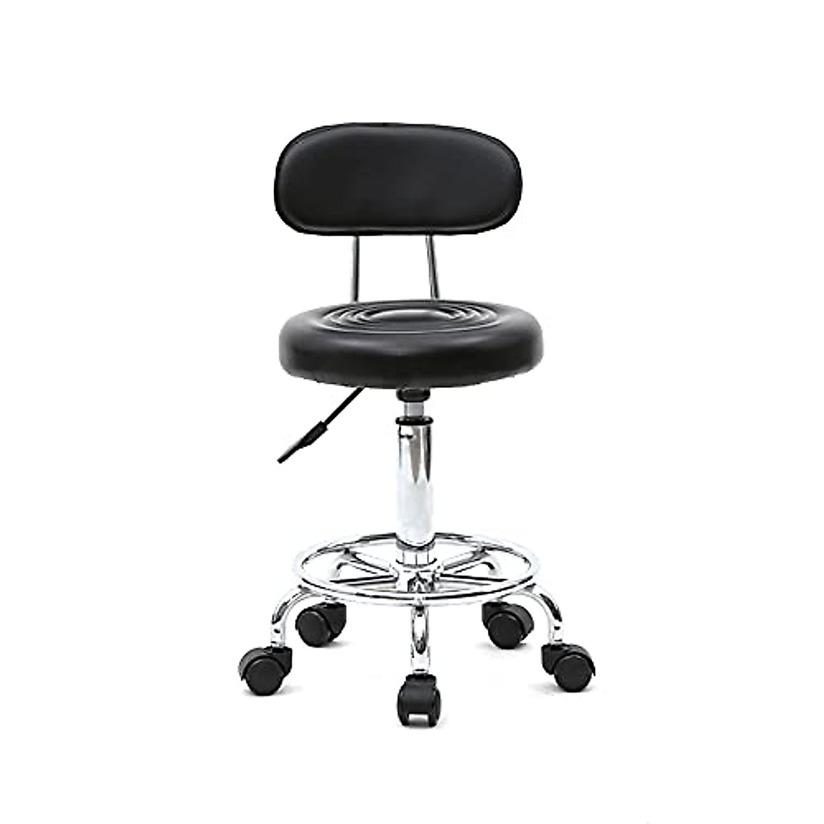Henf Multi-Purpose Salon Massage Stool with Back Cushion and Wheels Rolling Adjustable Hydraulic Office Drafting Chairs Facial Spa Tattoo Stools Chairs,Black