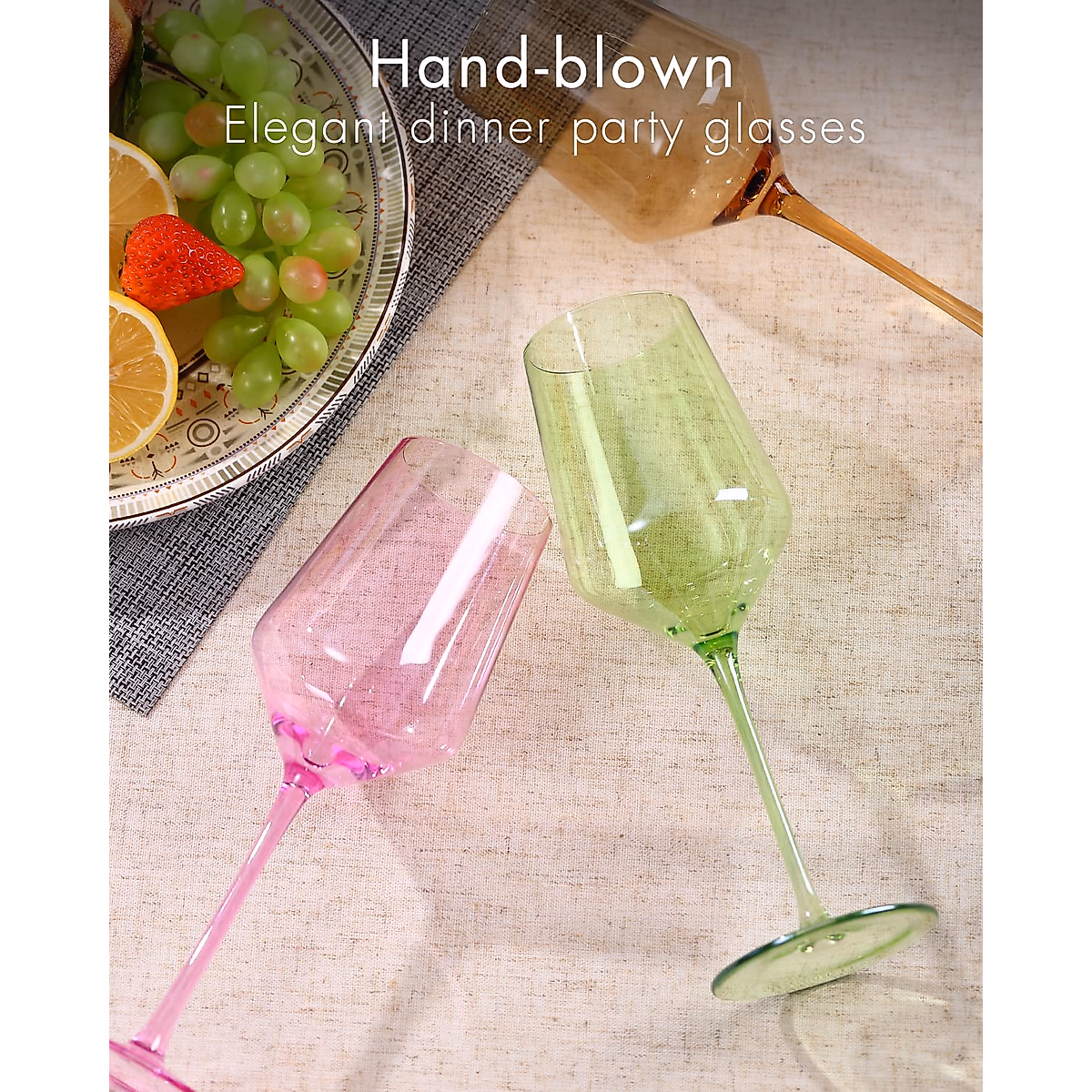 comfit Colored Wine Glasses Set Of 6-15oz Hand Blown Crystal Colorful Wine Glasses With Long Stem and Thin Rim,Red/White Wine glasses,Perfect Colored Wine Stemware for Wine Lover in Birthday,Party