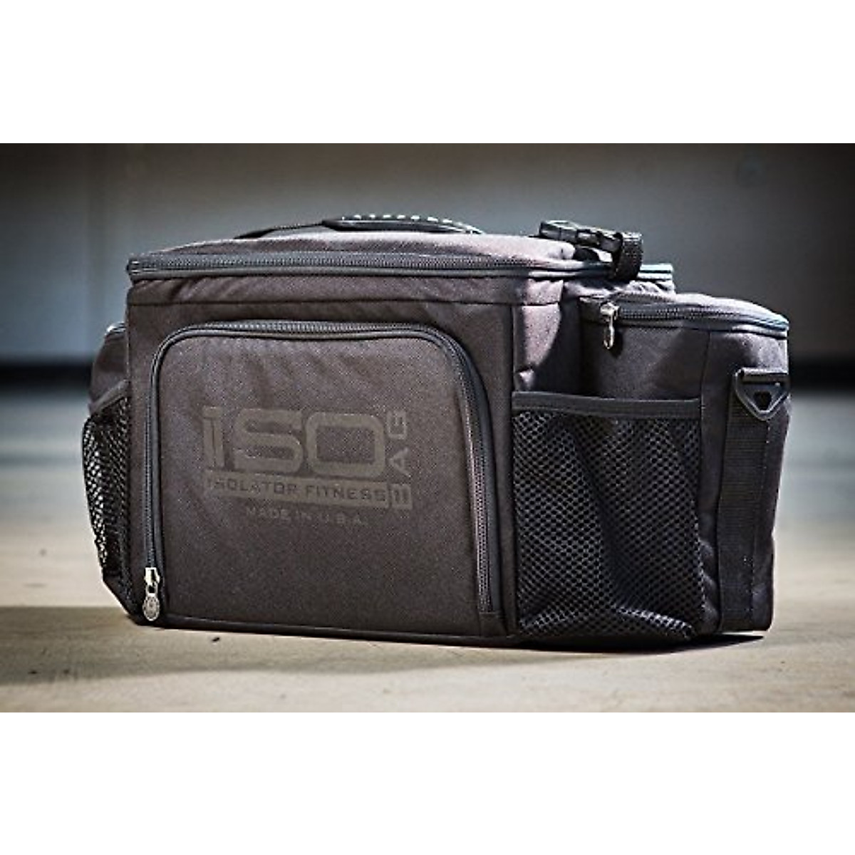 Meal Prep Lunch Box ISOBAG - Large Insulated 6 Meal Prep Bag/Cooler with 12 Containers, 3 Ice Packs & Shoulder Strap (Blackout) - Made in USA