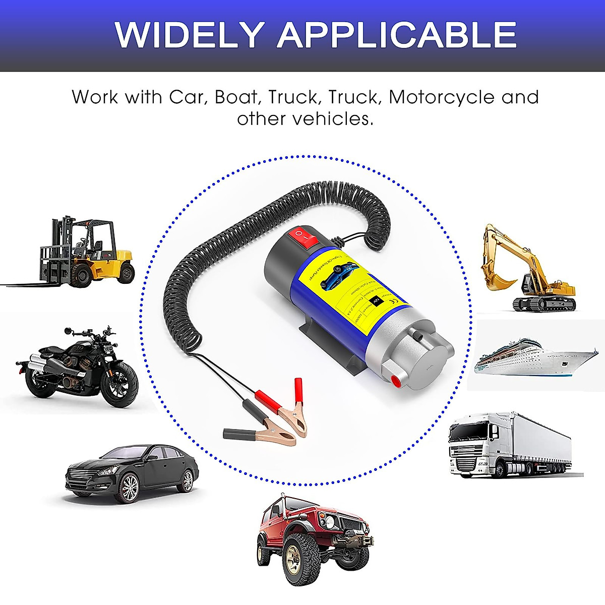 Oil Extractor Pump - 12V Gear Oil Pump Portable Self-Priming Motor Oil Pump Electric Self-Priming Engine Oil Pump & Tubes for Motorbike, Car, Boat, ATV(100W)