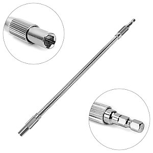 QWORK Flexible Extension Drill Bit Holder, 7.9" and 11.8" Flex Shaft Impact Driver Quick Change Magnetic 1/4 Hex Shank Connection for Power Drill, 2 Pcs