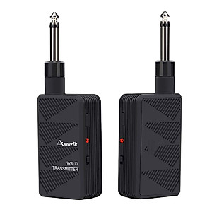 Amuzik Wireless Transmitter Receiver 2.4GHz Wireless Guitar System Low Latency Rechargeable Guitar Wireless System for Guitar Bass Electric Instruments