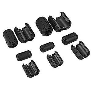 Konohan 20 Pieces Ferrite Bead Clip on Ferrite Core Ferrite Noise Supressor Ferrite Rings RFI EMI Noise Filter Cable Clip for USB Video Data Cable, 0.11/0.19/0.27/0.35/0.51 Inch Inner Diameter, Black