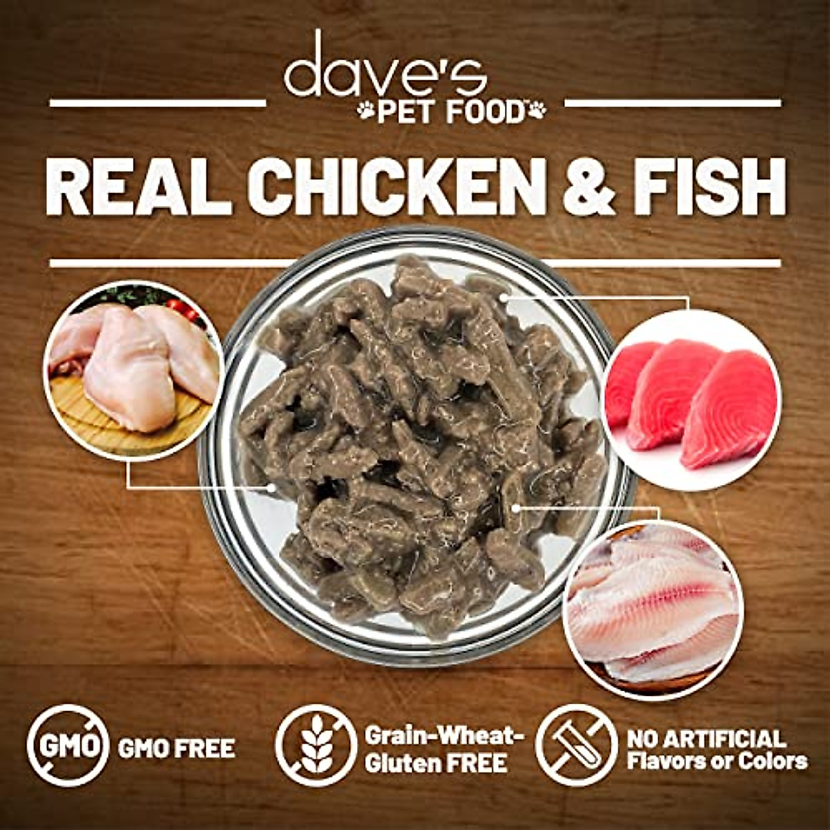 Dave's Pet Food Grain Free Wet Cat Food (Shredded Fisherman Stew), Made in Canada Naturally Healthy Canned Cat Food, Added Vitamins & Minerals, Wheat & Gluten-Free, GMO-Free, 5.5 oz (Case of 24)