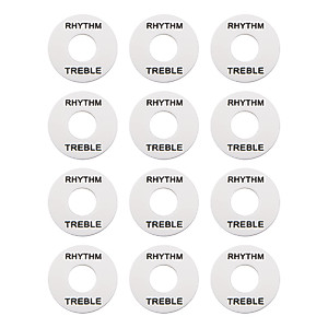 12Pcs Yootones Plastic Guitar Toggle Switch Washer Plate Rhythm Treble Ring with Letter Compatible with Les Paul Guitar (White)