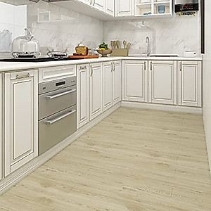 Mysflosy Peel and Stick Floor Tiles, Self-Adhesive Luxury Vinyl Flooring Plank,6x36inch 36pack 54 Sq.Ft, Waterproof DIY Deep Wood Grain Planks Easy to Install for Kitchen, Living Room, Light Brown