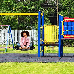 Sorbus Saucer Tree Swing - Kids Outdoor Disc Round Swing - 24" Heavy Duty 220lbs Seat - Easy Install Flying Saucer Web Circle Swing - Perfect for Gift, Playground, Backyard, Indoor/Outdoor Tire Swing