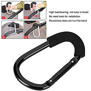 Stroller Hook Mommy Stroller Clip and Stroller Accessories Organizer Hook Pushchair Hook Infant Buggy Bag Clip Large Carabiner Mommy Storage Hook for Shopping Bag Water Bottles