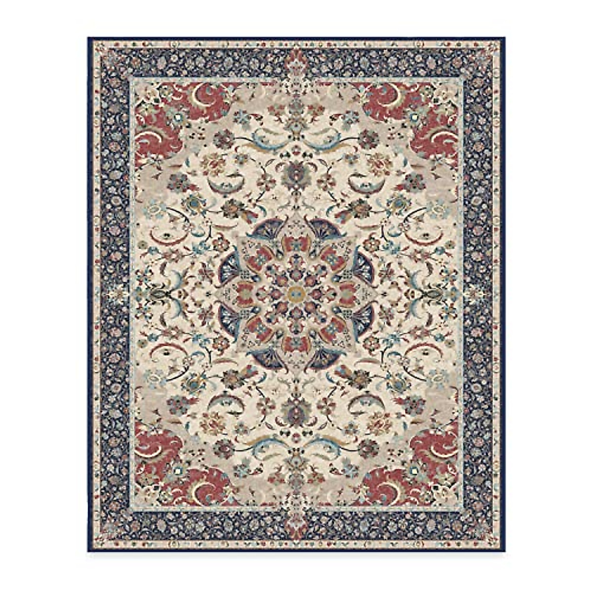 RUGGABLE Sima Washable Rug - Perfect Vintage Area Rug for Living Room Bedroom Kitchen - Pet & Child Friendly - Stain & Water Resistant - Royal Blue 8'x10' (Standard Pad)