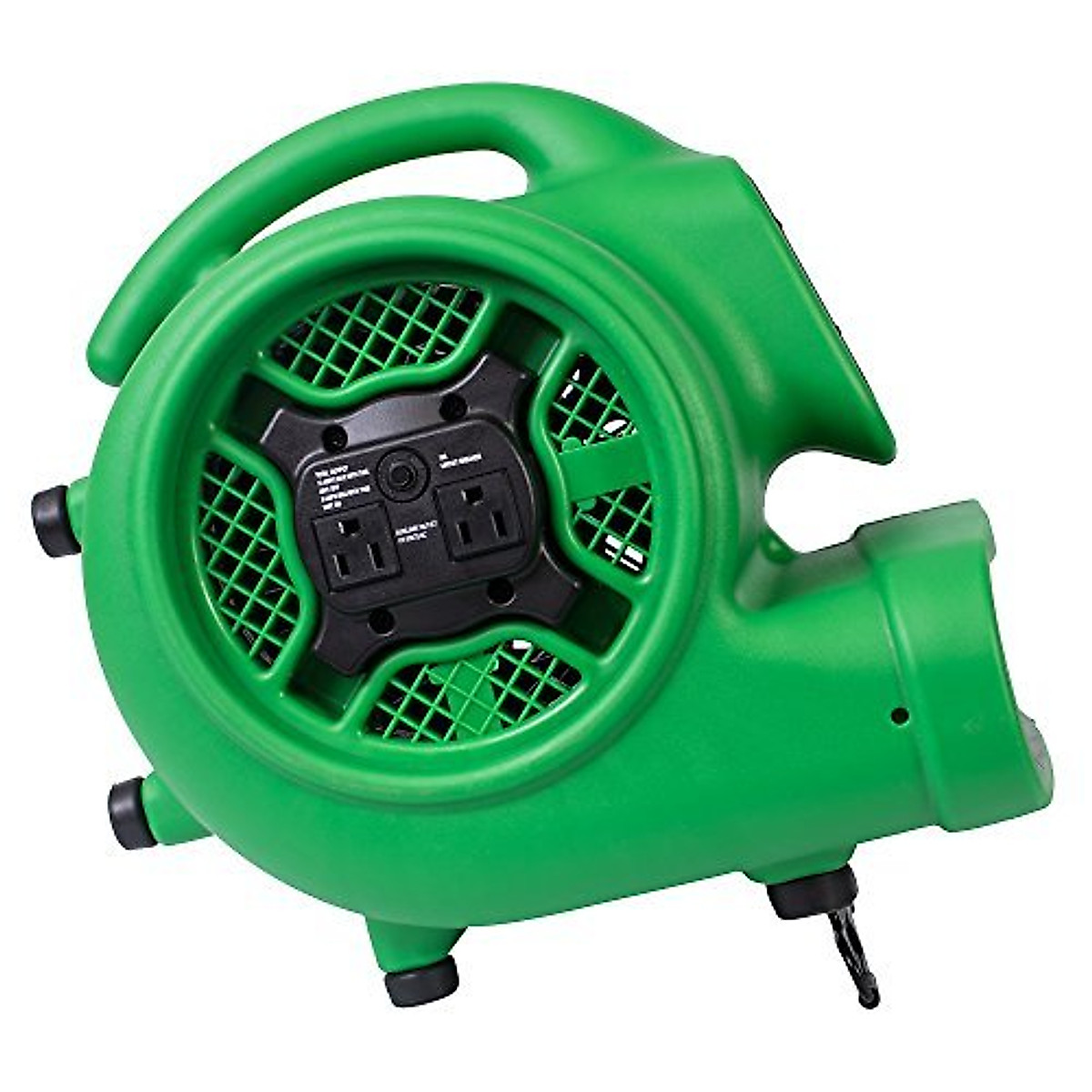 XPOWER P-430AT Medium Sized Air Mover, Carpet Dryer, Floor Blower, and Utility Fan- Features a Timer & Built-in Power Outlets – Green (4 Fans)