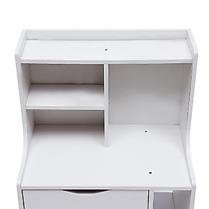 Nightstand with 2 Drawers, End Side Table with Open Shelf, Modern Storage Bedside Table for Small Spaces, Cabinet Organizer for Bedroom, Living Room, White