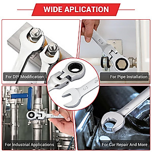 Pilida 1/2 Inch Ratcheting Combination Wrench 12 Point SAE Flex Head Gear Wrench Rachet Box End Spanner 72 Teeth Chrome Vanadium Steel