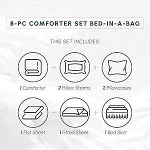 Elegant Comfort® Wrinkle Resistant - Silky Soft Dobby Stripe Bed-in-a-Bag 8-Piece Comforter Set -HypoAllergenic - Full/Queen, Sage