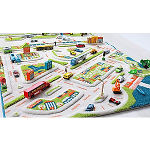 IVI 3D Play Carpets Mini City 59" L x 39" W Educational Toddler Car Mat Rug for Bedroom, Kids Den, or Playroom