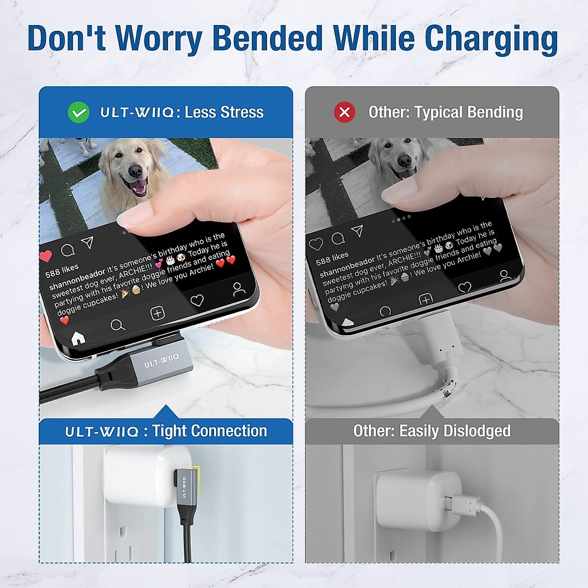 USB C to USB C 3.2 Gen2x2 Cable 100W, 20Gbps Right Angle 4K@60Hz Video Cord, Super Soft 90 Degree Type-C Data Cable with E-Marker for Thunderbolt 3/4, MacBook, iPad Pro, iPhone 15 Pro, Switch (1.64FT)