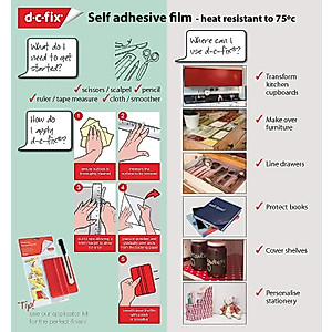d-c-fix 346-0168-3PKA Decorative Self-Adhesive Film, Butcher Block, 17" x 78" Roll, 3-Pack with Applicator