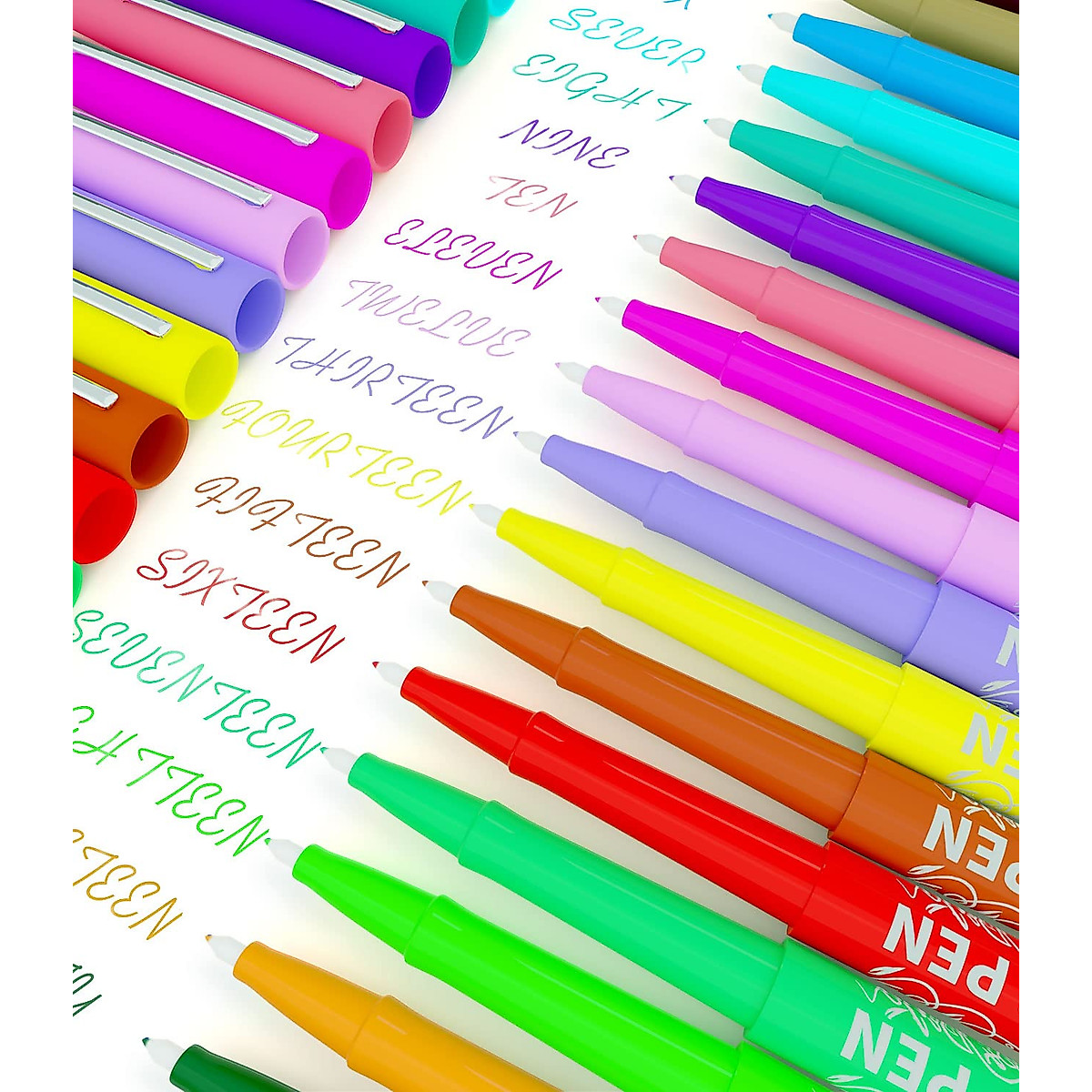 Felt Tip Pens, 35 Colored Fine Point Felt Pen with Fiber Tip, Water-Based Ink, Perfect Markers Pen for Bullet Journaling Adult Coloring, Note Taking at School Office