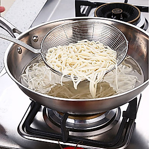 Tenta tenta kitchen Solid Stainless Steel Spider Strainer Skimmer Ladle for Cooking and Frying, Kitchen Utensils Wire Strainer Pasta Strainer Spoon Hot Pot Fat Skimmer Spoon Set of 3