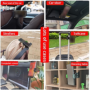 AUCELI Car Phone Holder Mount, Auto Seat Back Hands Free Cell Phone Clip Cradle, Thick Case Friendly, 360° Rotating Adjustable Lock Smartphone Clamp Stand, Car Accessories for Visor, Desk