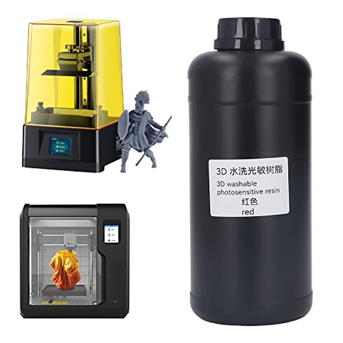 3D Resin, Washable 3D Printer Resin 1000ml Universal for LCD DLP(Red)