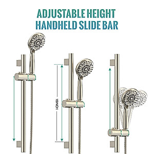 SR SUN RISE 12 Inch Rain Shower System, High Pressure Shower Heads and Handheld 6-Spray Combo Set Slide Bar Shower Faucets Sets Complete Included Valve and Trim Kit for Bathroom, Brushed Nickel