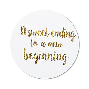 80-2” a Sweet Ending to a New Beginning Stickers, Wedding Favor Stickers Labels
