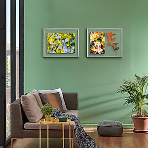 Golden State Art, 16x20 Floating Frame, Silver Aluminum Picture Frame, Clear Glass Displays Any Size Photo Up to 16x20, for Wall or Table Top Decoration