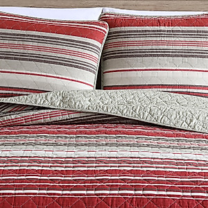 Eddie Bauer - King Quilt Set, Reversible Cotton Bedding with Matching Shams, Home Decor for All Seasons (Yakima Red, King)