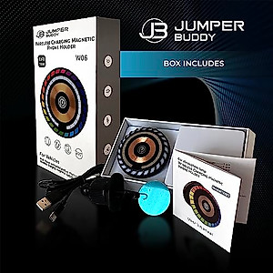JUMPER BUDDY for MagSafe Magnetic Phone Mount Wireless Charger | Music Reactive Lights - Car Cell Phone Holder | Car Mount Universal Air Vent Clip Car Charger for iPhone 15/14/13/12, 360° Rotation