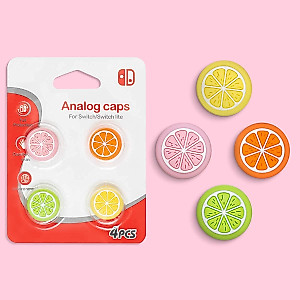 4 PCS Fruit Design Thumb Grip Caps for Switch, SAMERIVER Hestia Goods Joystick Cap for Nintendo Switch & Lite, Soft Silicone Cover for Joy-Con Control