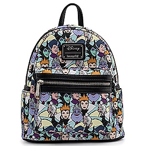 Loungefly Disney Villains Mini-Backpack Handbag Maleficent Cruella Ursula Print