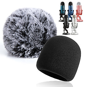 YOUSHARES 2PCS Blue Yeti Pop Filter for Blue Yeti Microphone, Yeti Foam Windscreen with Dead Cat Blue Yeti Mic Cover for Yeti Mic and Blue Yeti Pro USB Microphone
