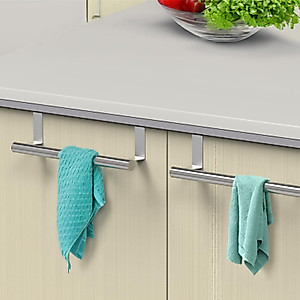 Stainless Steel Towel Rack for Kitchen,Towel Bar Over The Door Cabinet,Easy Install - 2 Pack