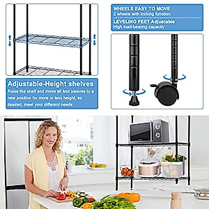 Dlewmsyic Wire Shelving with Wheels, 5 Layer 750 Lbs Capacity 60" Hx30 Lx14 W Metal Storage Shelf, Black