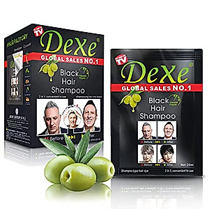 10 PCS Dexe Black Hair Shampoo Instant Hair Dye for Men Women Black Color - Simple to Use - Hair Dye Permanent - Last 30 days - Natural Ingredients, Black Hair Dye Shampoo Great Choice for Woman&Man